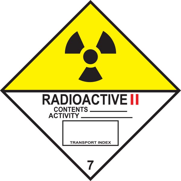 DG Diamond - Class 7 Radioactive Category 2 - pH7 - Neutralising Hazards DG Diamond - Class 7 Radioactive Category 2 - pH7 - Neutralising Hazards