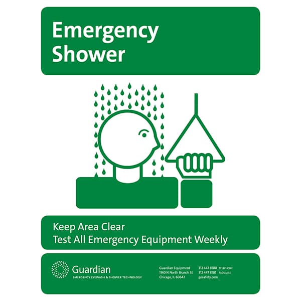 Emergency Shower Sign with Mounting Ties - pH7 - Neutralising Hazards