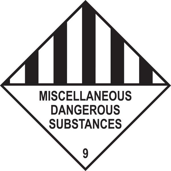 DG Diamond - Class 9 Miscellaneous Dangerous Goods - pH7 - Neutralising ...